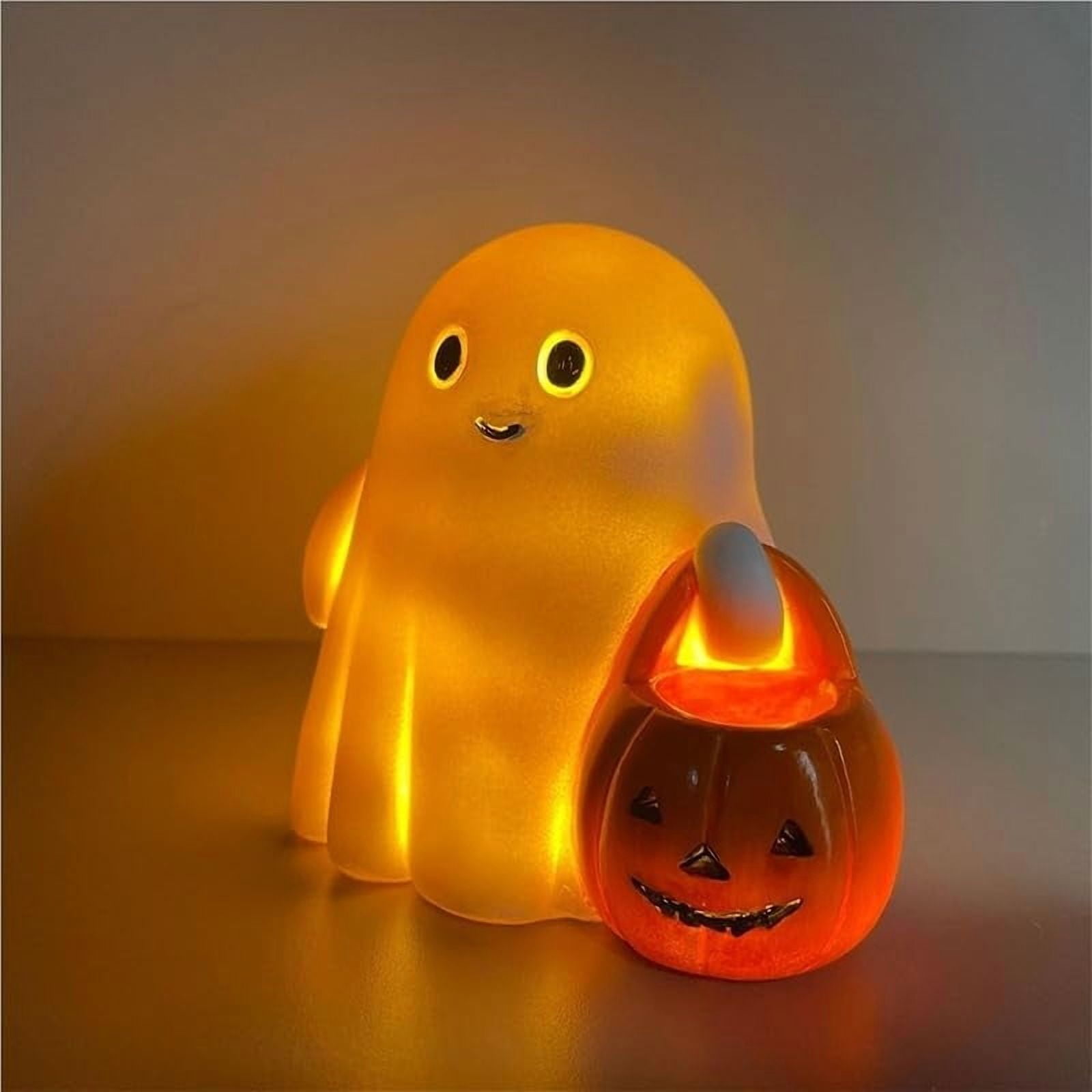 Cute Ghost Reading Book Lamp, 3D Resin Halloween Ghost Night Light ...