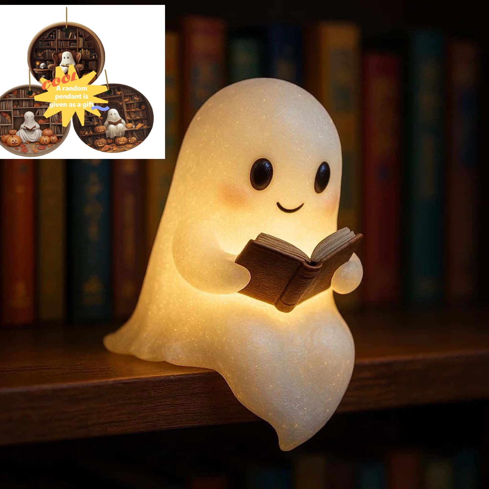 Cute Ghost Reading Book Lamp, Halloween Ghost Night Light, Ghost ...