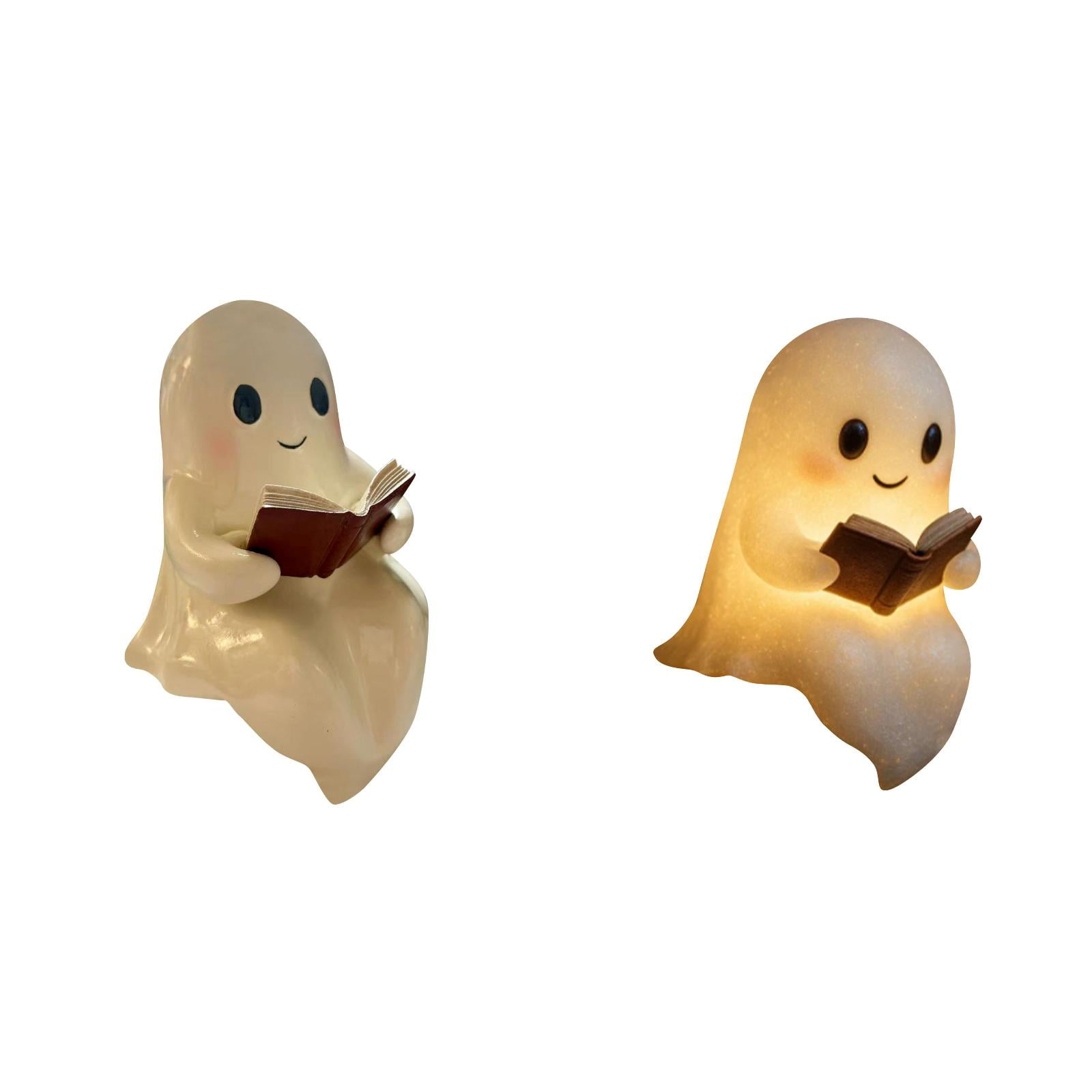Cute Ghost Reading Book Lamp, Halloween Ghost Night Light Set of 2 ...
