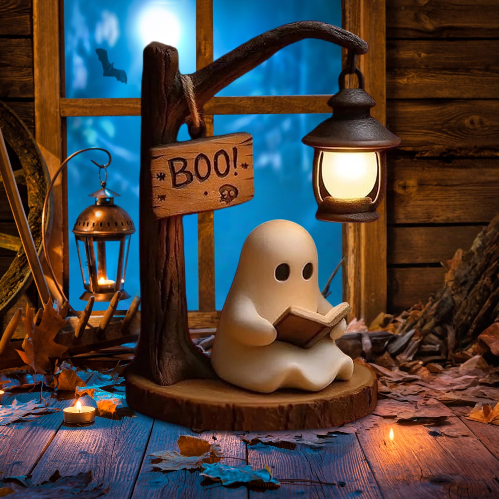 Cute Ghost Reading Lantern, 3D Resin Ghost Night Light, Ghost Warm ...