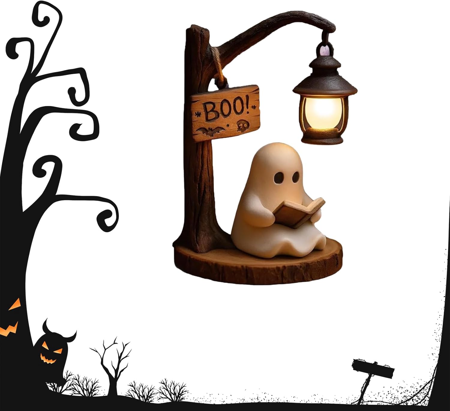 Cute Ghost Reading Lantern - Boo,2026 New Ghost Reading Book Lamp, 3D ...