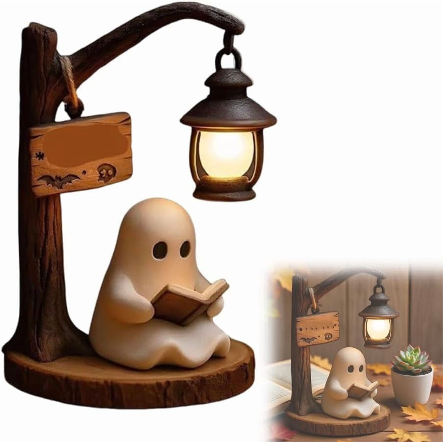 Cute Ghost Reading Lantern, Little Lamp with Book, Cute Decor Halloween ...