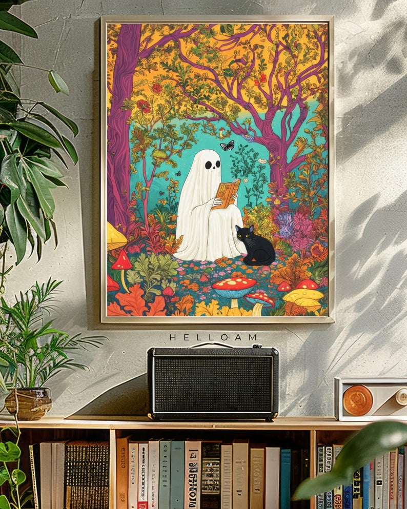 Cute Ghost Reading, Romantic Dark Academia, Moody Cottagecore Spooky ...