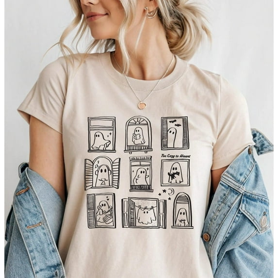 Cute Ghost Shirt, Spooky Ghosts T-Shirt, Retro Ghost Tee, Womens Shirt, Fall Spooky Sweater ...