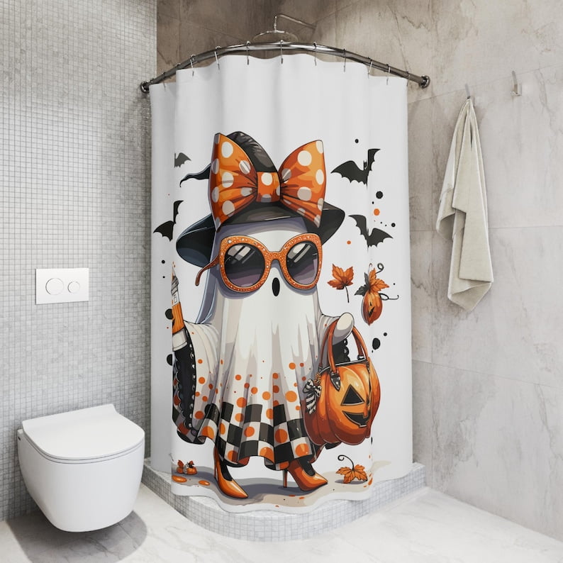 Cute Ghost Shower Curtain Decor, Bathroom Decor, Spooky Home Decoration ...