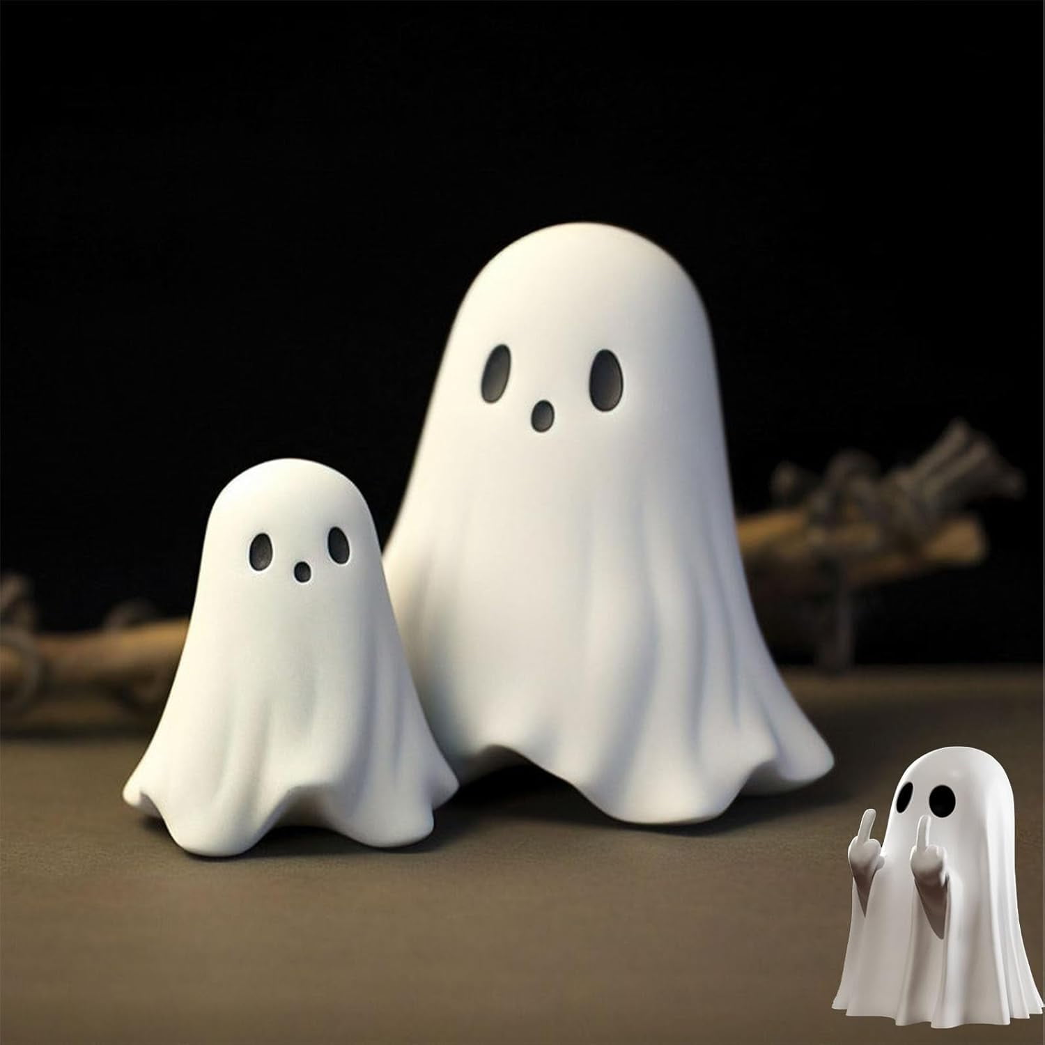 Cute Ghost Statue, Ceramic Ghosts Small Scary Ghost Figurines Halloween ...