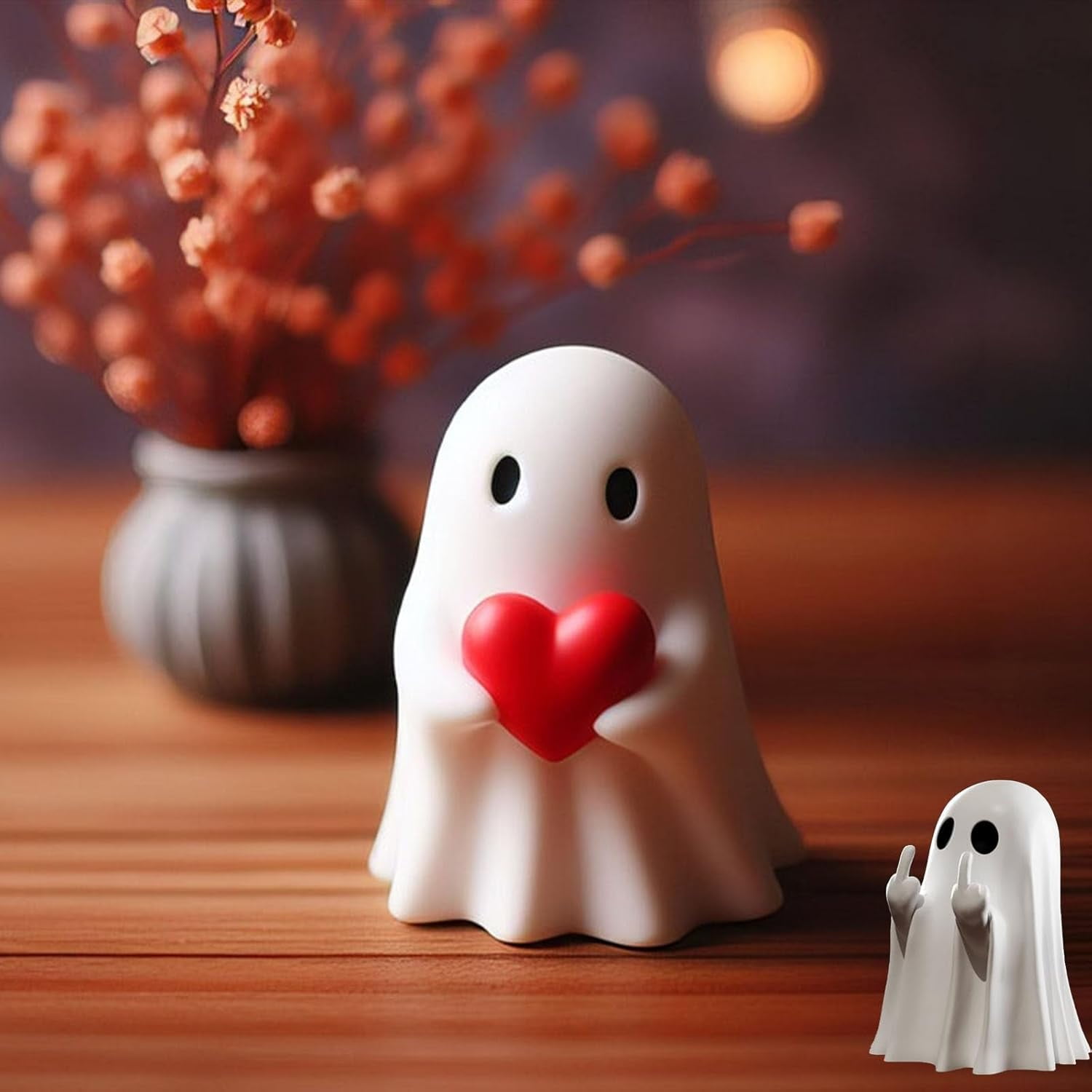 Cute Ghost Statue, Ceramic Ghosts Small Scary Ghost Figurines Halloween ...