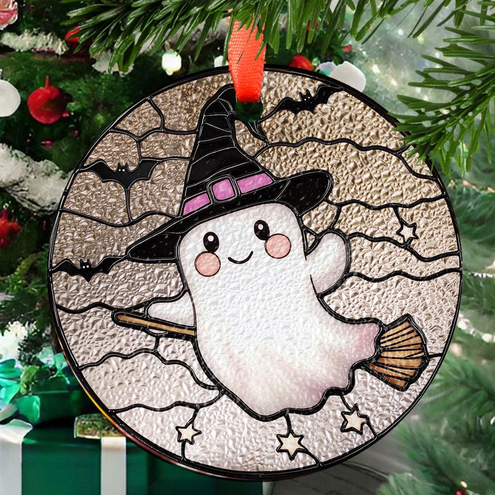Cute Ghost Witch Suncatcher - Halloween Ornament Window Hanging with ...