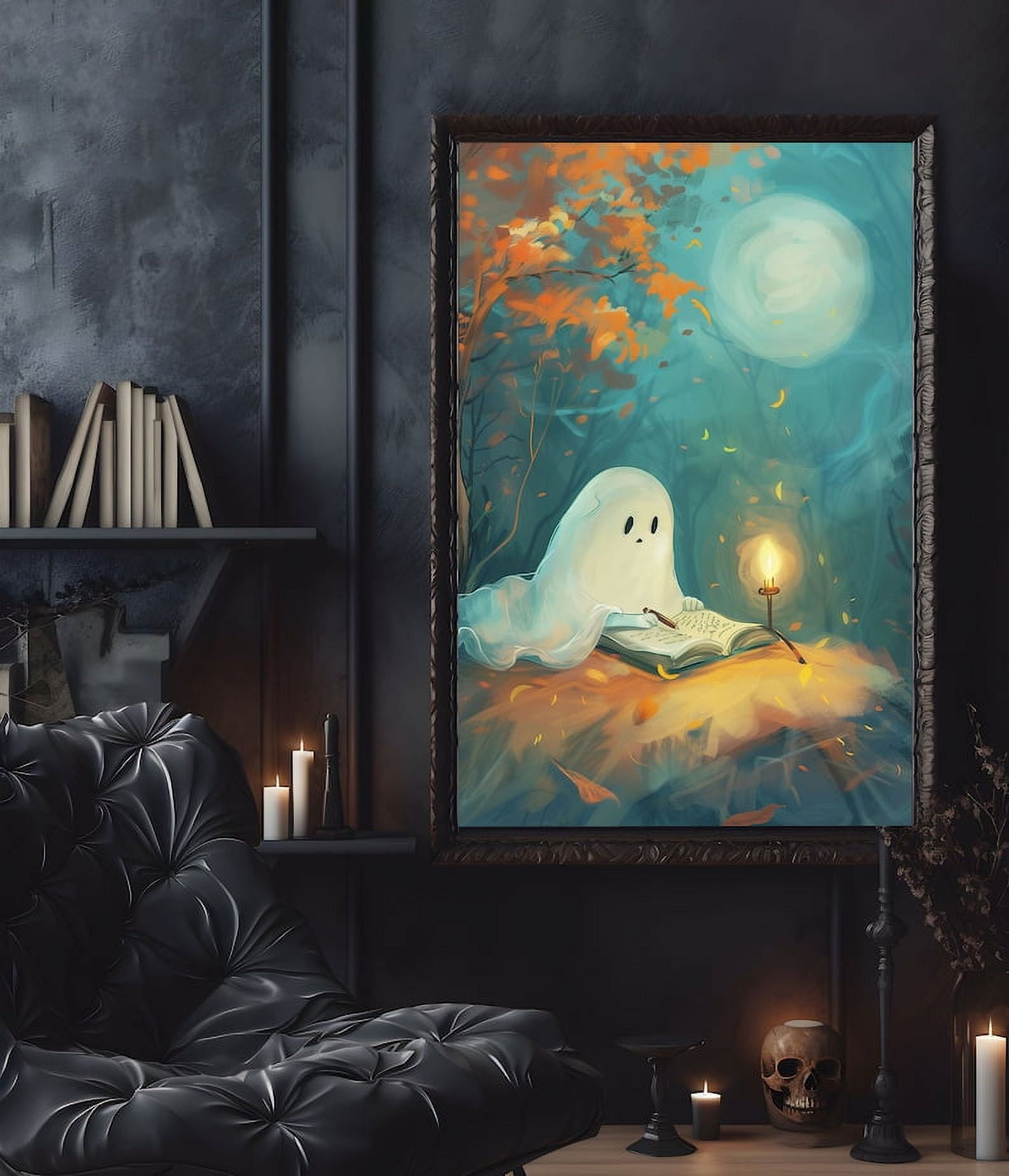 Cute Ghost Writing In Notebook Poster Print, Halloween Poster, Poster ...