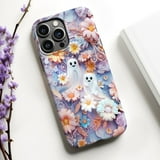 Cute Ghost and Pastel Floral Halloween Phone Case 11 12 13 14 15 16 17 ...