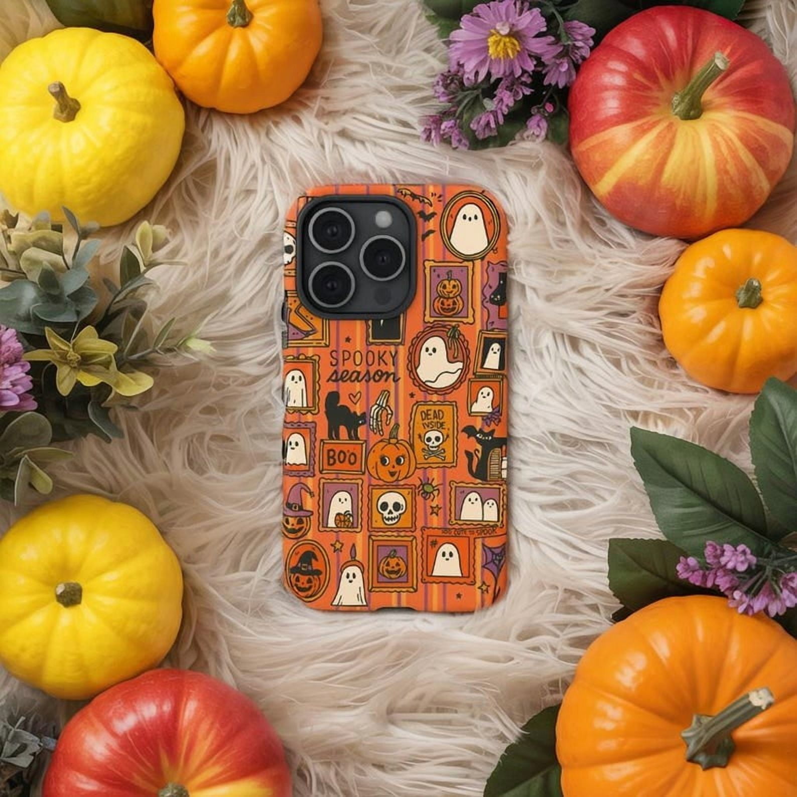 Cute Ghost and Pumpkin Halloween iPhone Case for 16/15/14/13/12/11 Pro ...