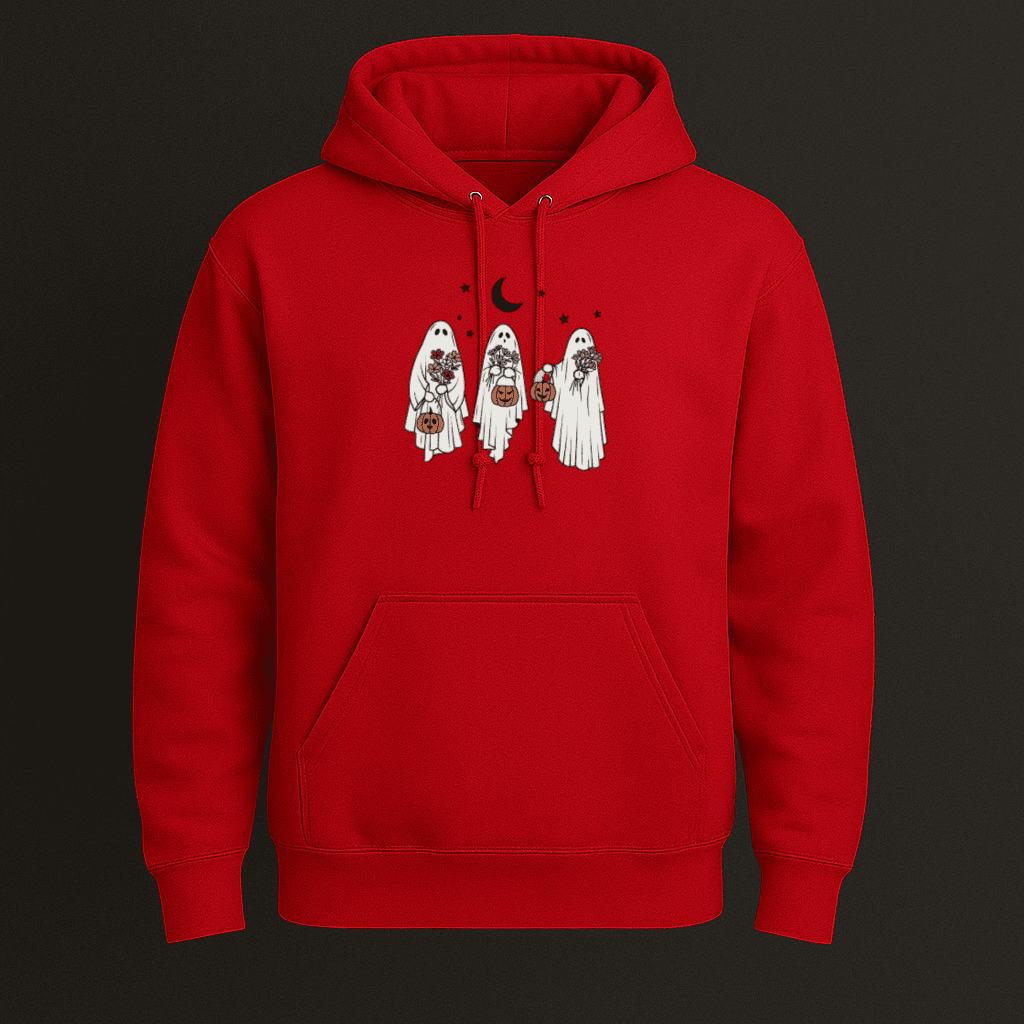 Cute Ghosts And Moon Retro Inspired Halloween Night Scene Hoodie Shirt ...