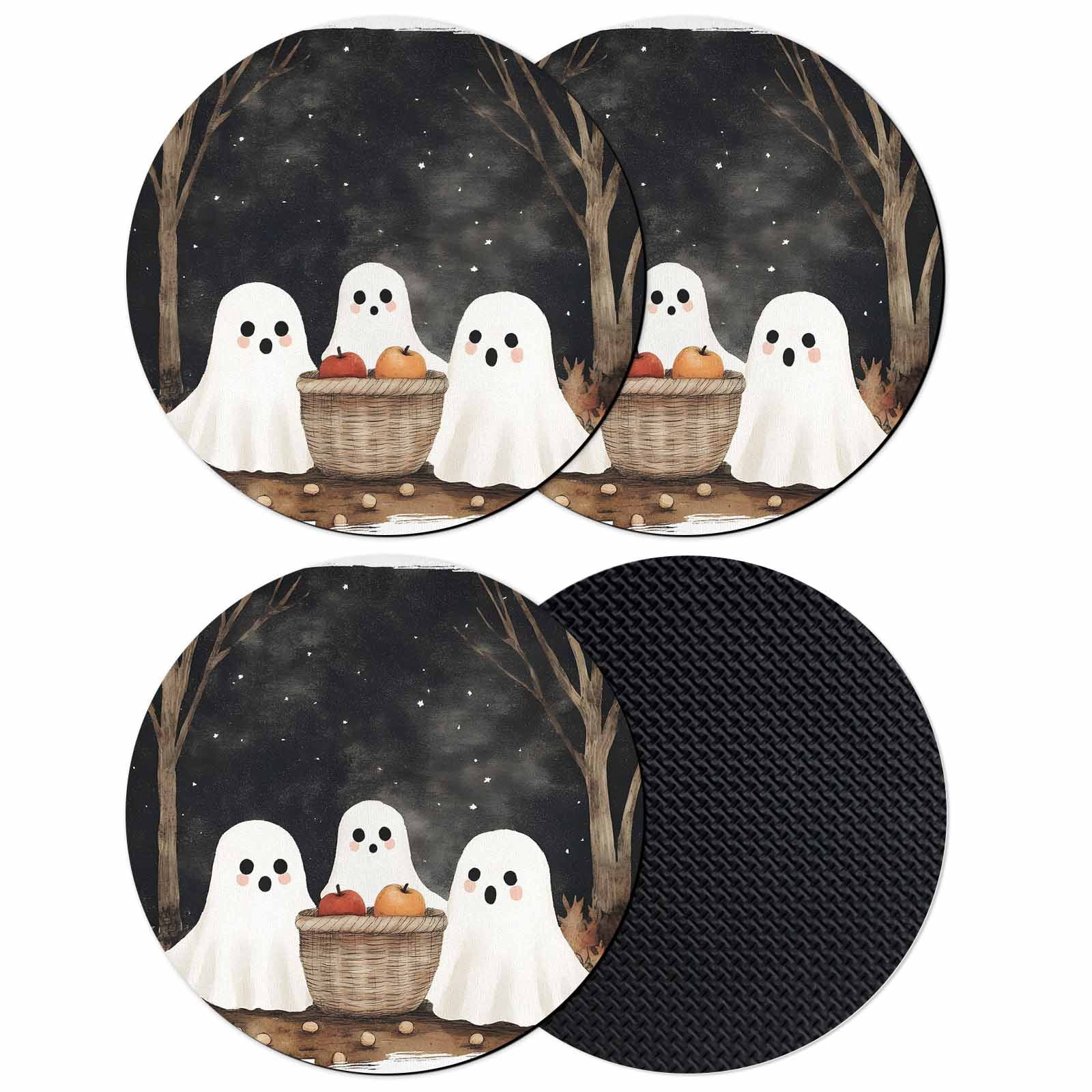 Cute Ghosts Coasters Set of 4, Absorbent Coasters for Drinks, Autumn ...