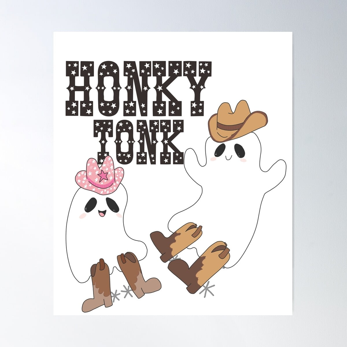 Cute Ghosts Dancing At A Honky Tonk Poster Wall Art, Modern Wall Decor ...