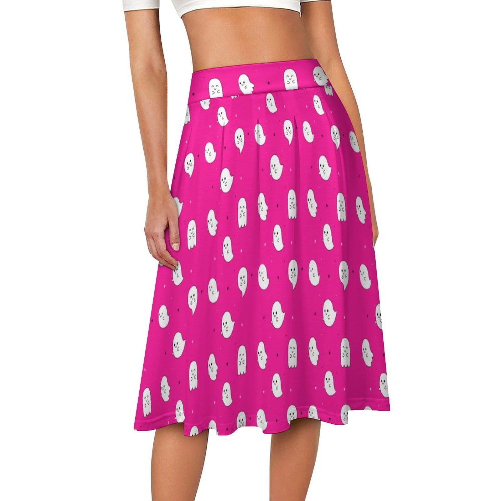 Cute Ghosts Halloween Themed Pink Pattern Knee Length Skorts Skirts for ...