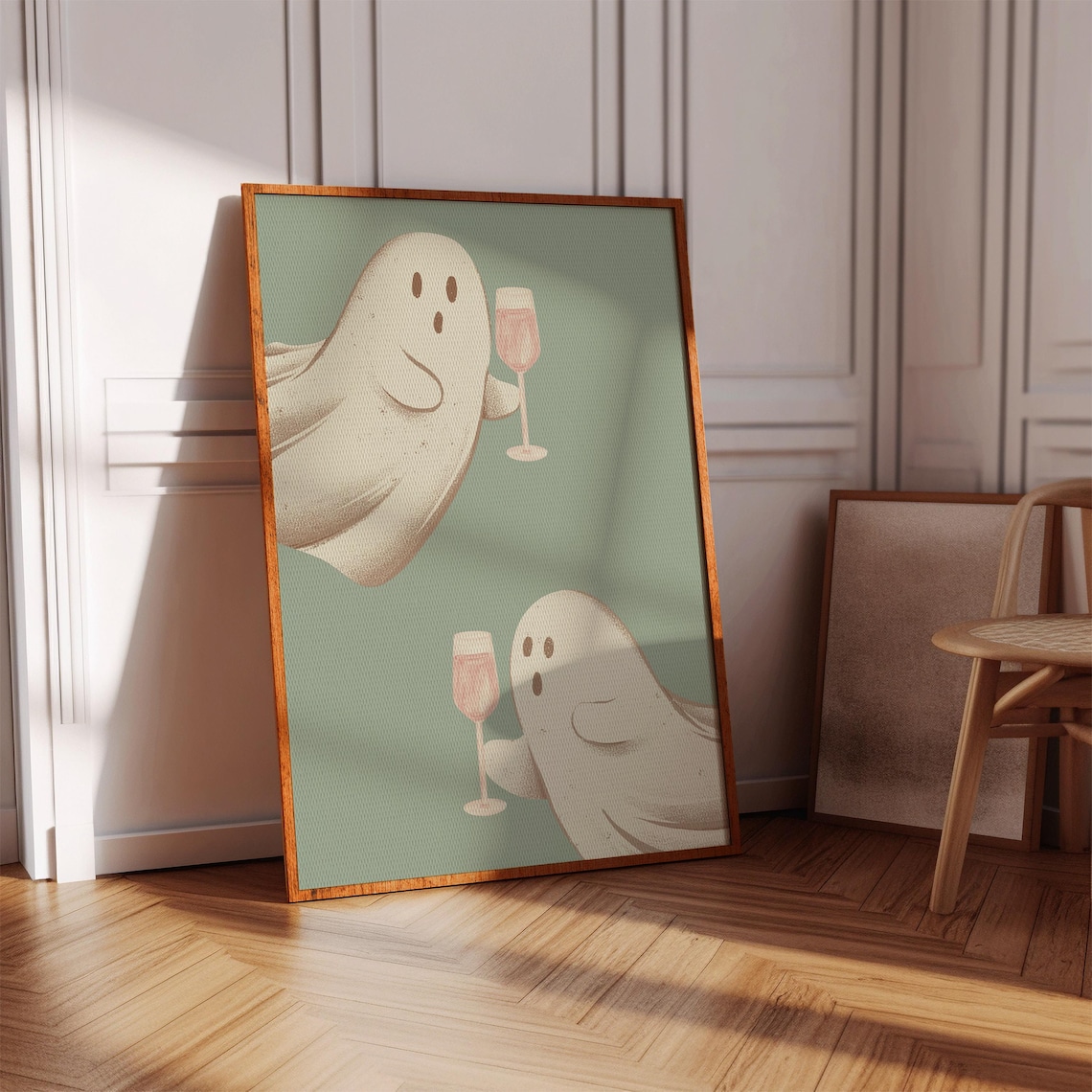 Cute Ghosts With Champagne Print, Fall Home Decor, Vintage Ghost ...