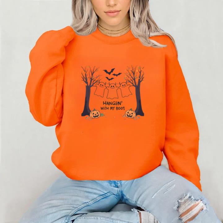 Cute Ghosts and Pumpkins Halloween Creepy Season Themed Pattern Graphic ...