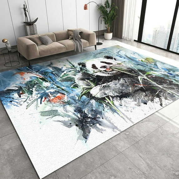 Cute Giant Panda Area Rugs, 3x5ft Small Black and White Bamboo Forest ...