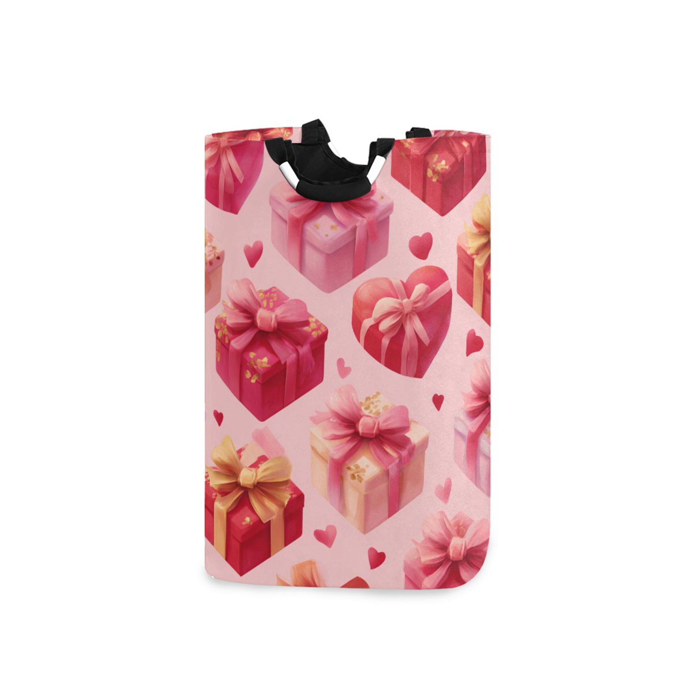 Cute Gift with Bows Hearts Valentine Laundry Basket with Handles ...