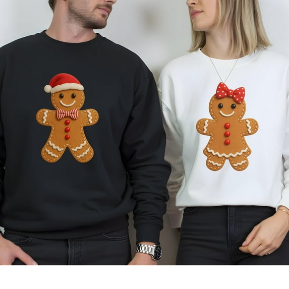 Cute Gingerbread Couple Christmas Sweatshirt, Matching Holiday Sweaters ...