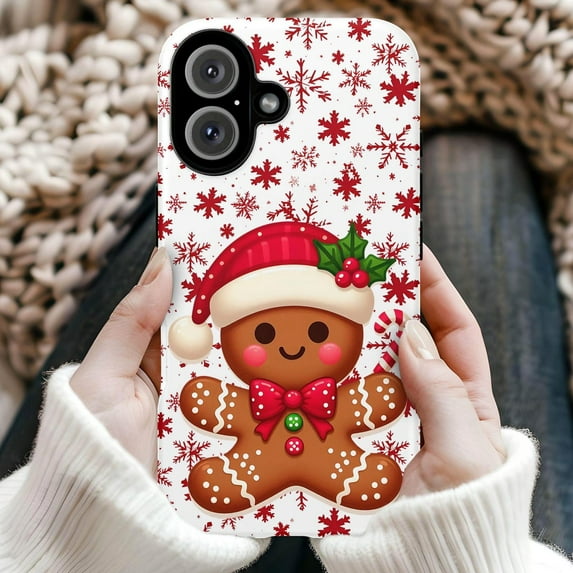 Cute Gingerbread Holiday Snowflake Phone Case 17 11 12 13 14 15 16 Pro ...