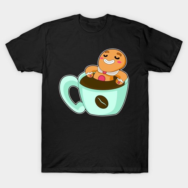 Cute Gingerbread in Hot Cocoa Xmas T-Shirt, Cozy Holiday Cookie Mug Graphic Tee, Festive Winter ...