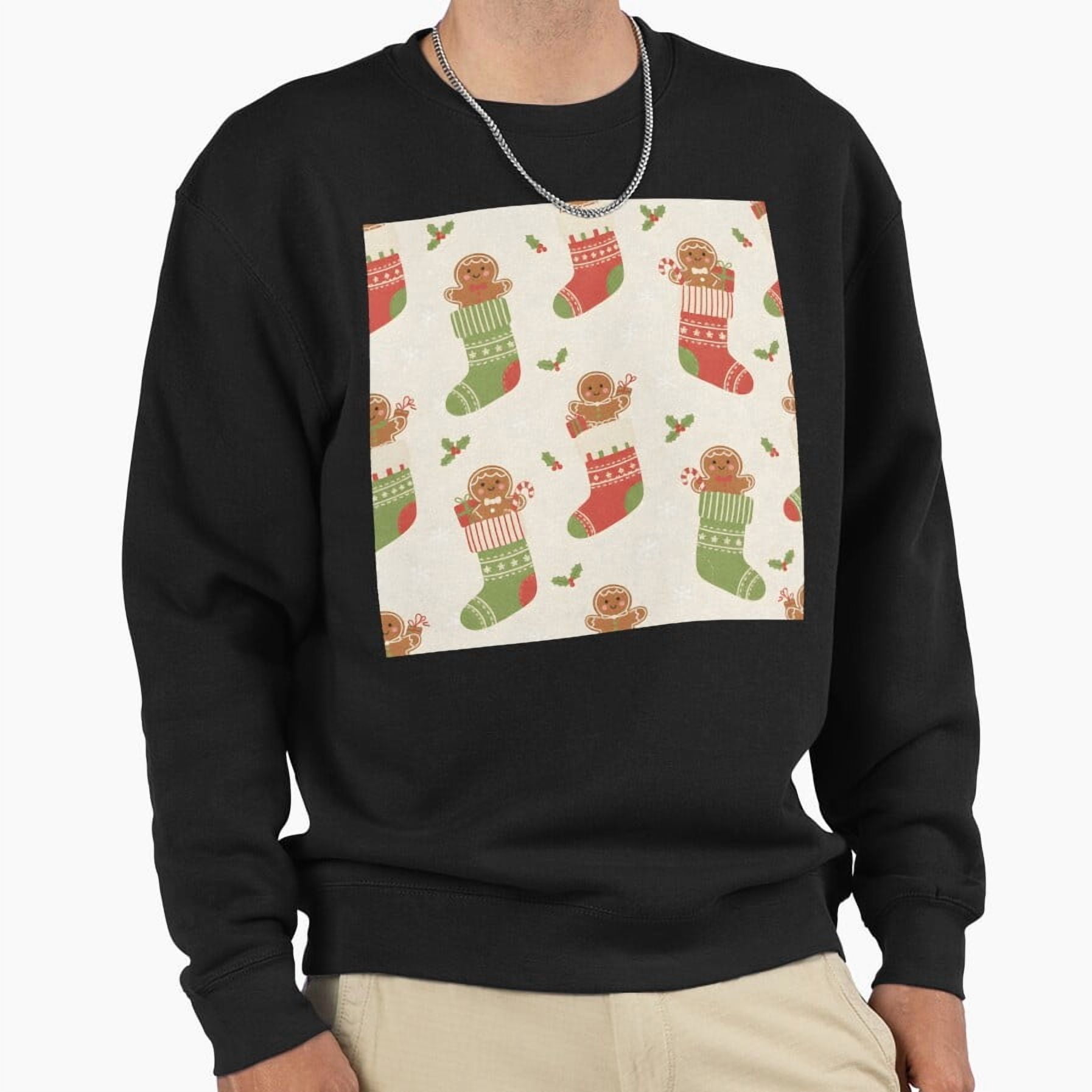 Cute Gingerbread Man And Stockings Pattern Graphic Unisex Sweatshirt ...
