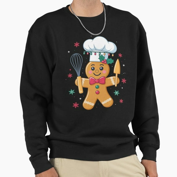 Cute Gingerbread Man Baker Funny Christmas Graphic Unisex Sweatshirt ...