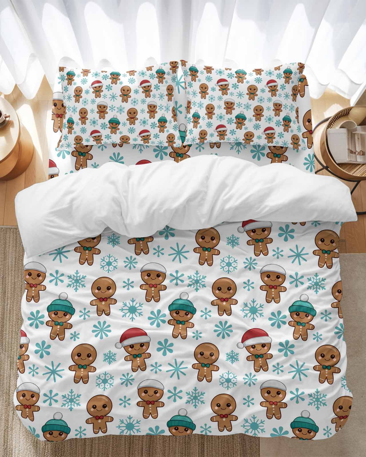 Cute Gingerbread Man Bedding Duvet Cover Set King Size 4 Pieces ...