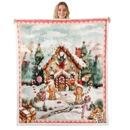 Red Christmas Gingerbread Man Throw Blanket, Winter Cute Star ...