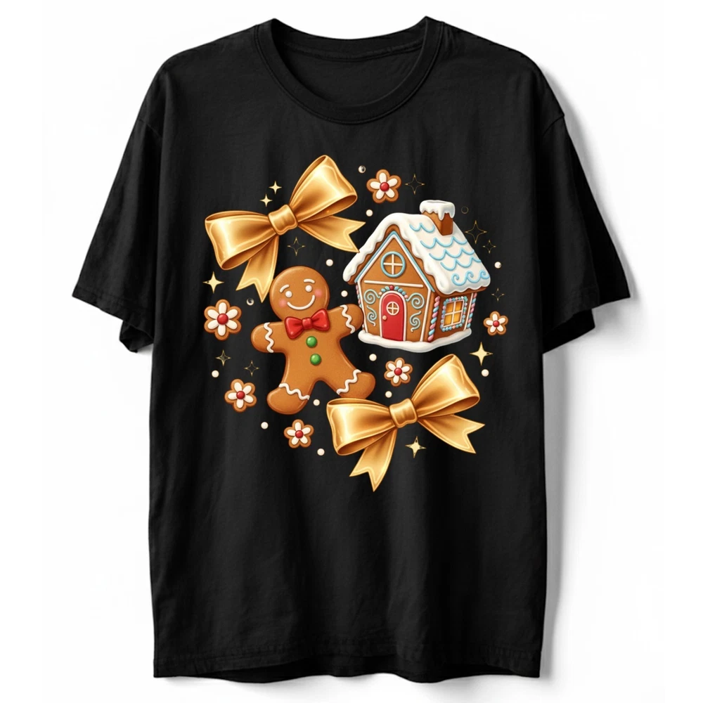 Cute Gingerbread Man Christmas Cookie House Baking Festive Gift Tee ...