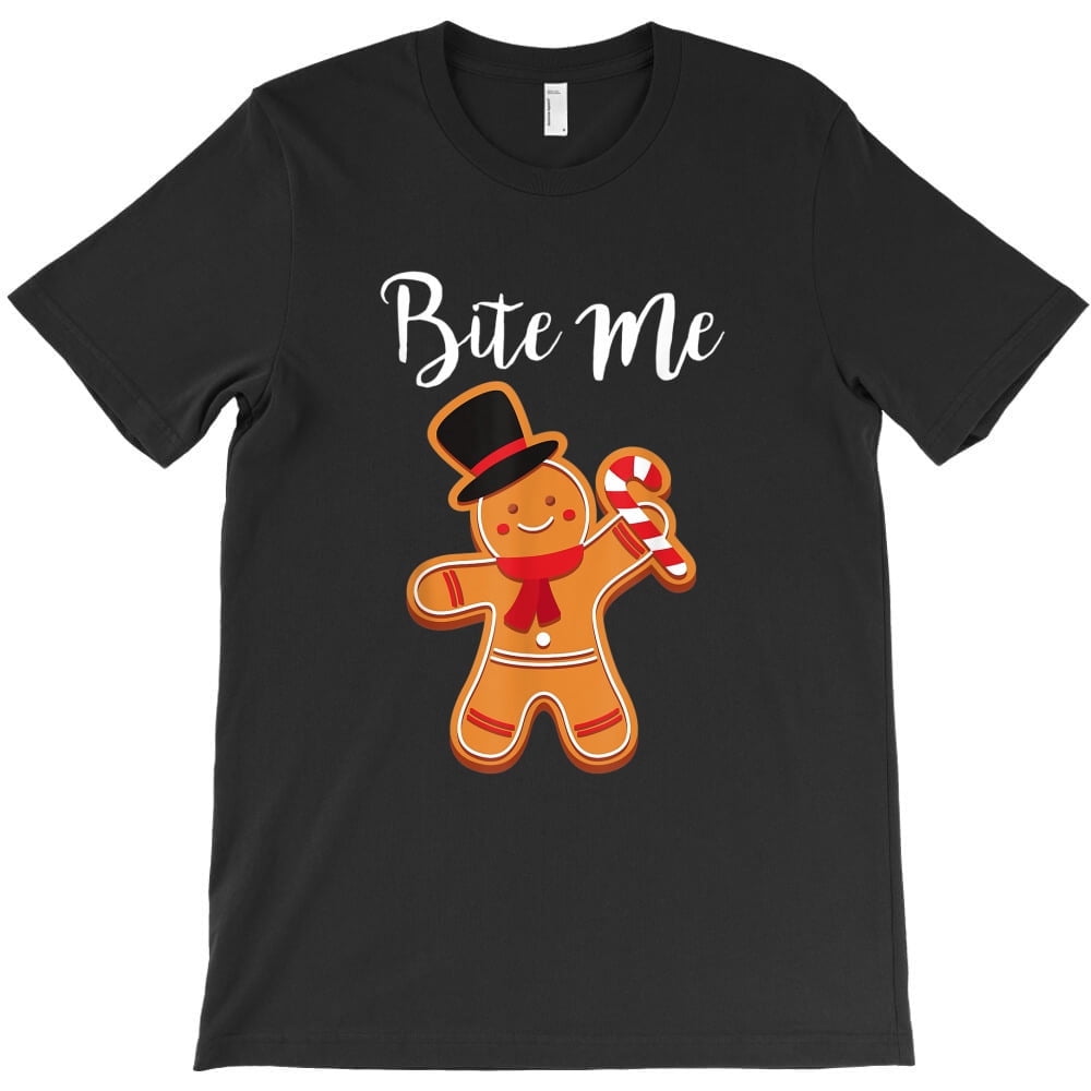 Cute Gingerbread Man Funny Bite Me Christmas Holiday Graphic H39329 ...
