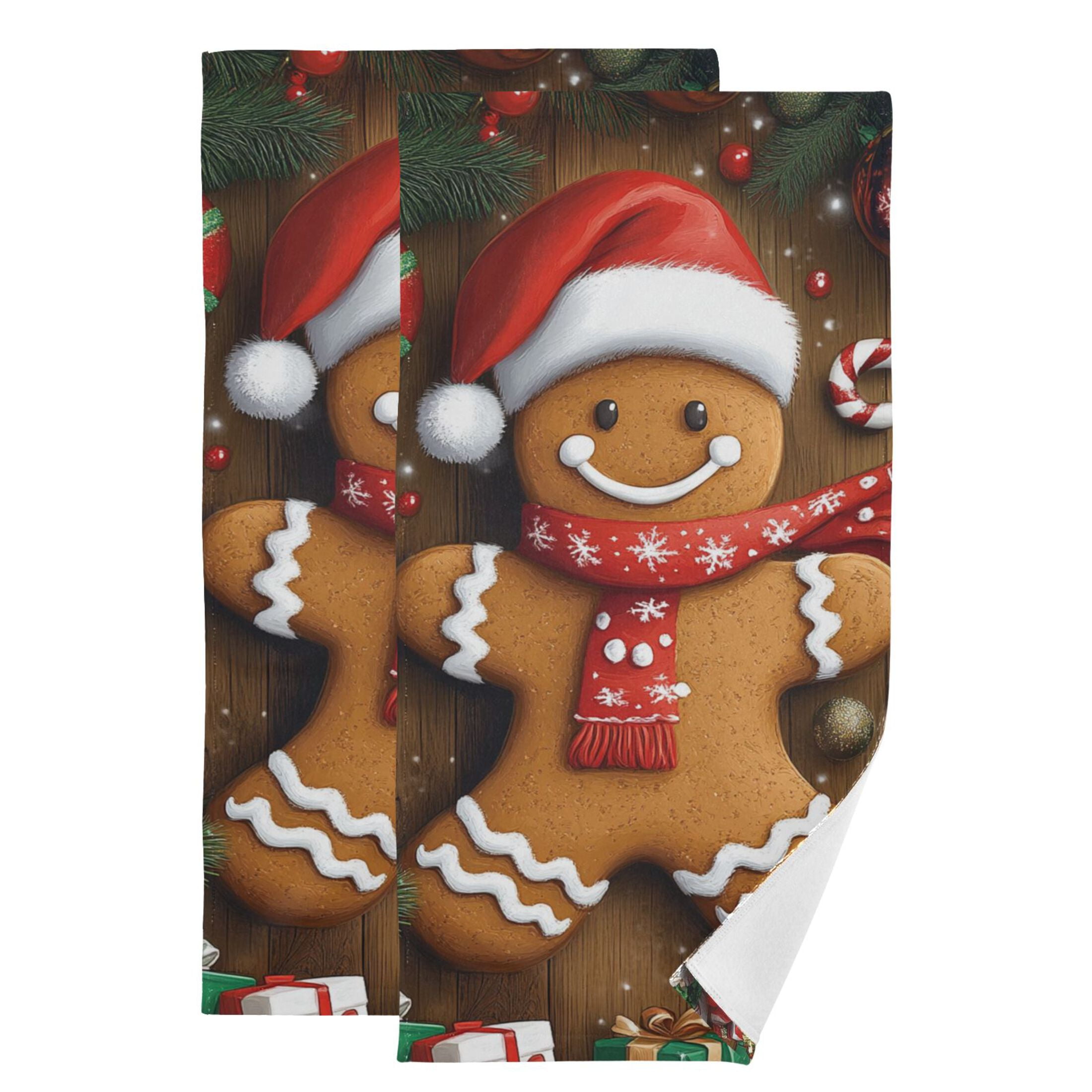 Cute Gingerbread Man Hand Towel Absorbent Bath Towels for Bathroom ...