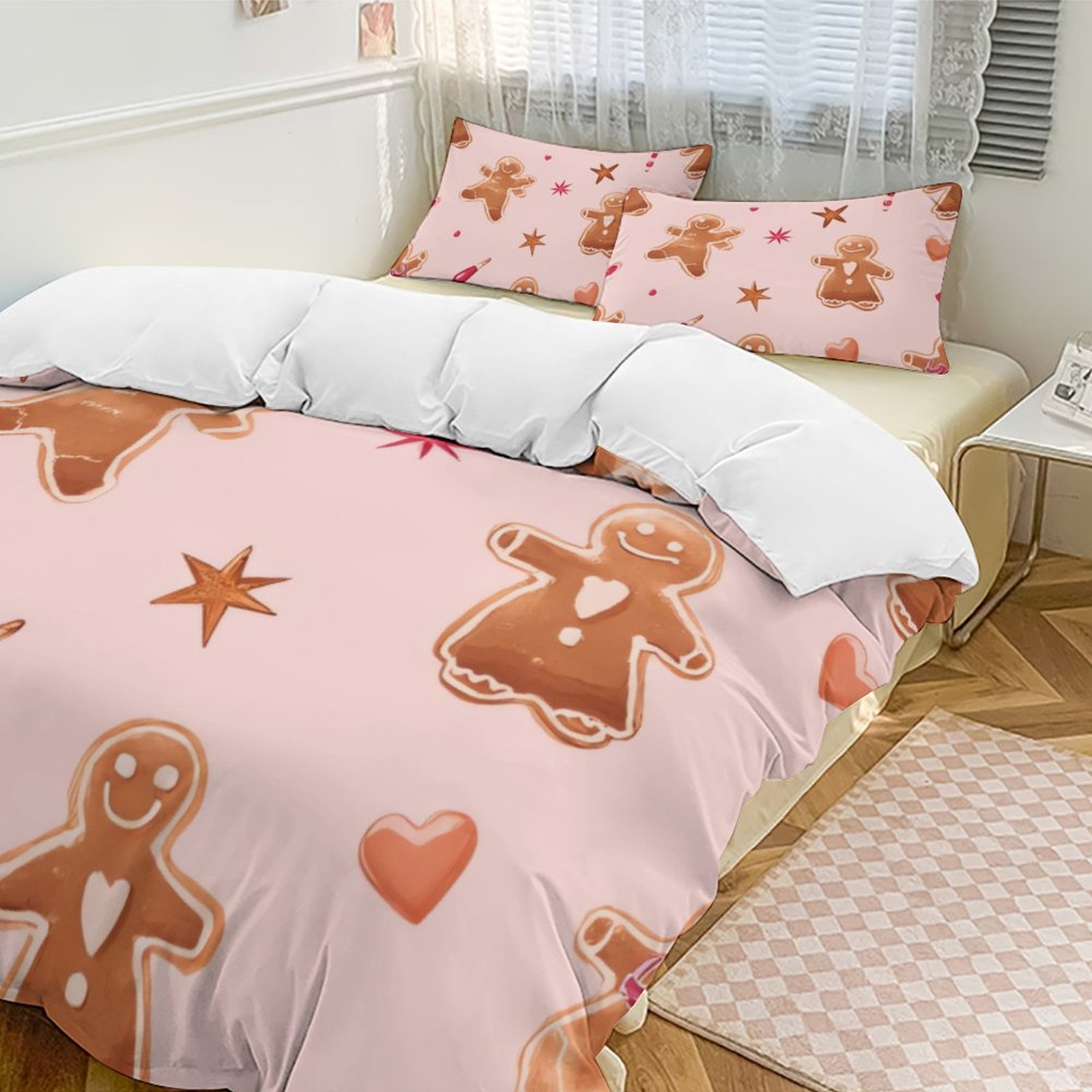 Cute Gingerbread Man Pattern 3D Duvet Cover Set Quilt Cover Theme of ...