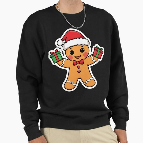Cute Gingerbread Man St. Nick Hat Gifts Graphic Unisex Sweatshirt ...