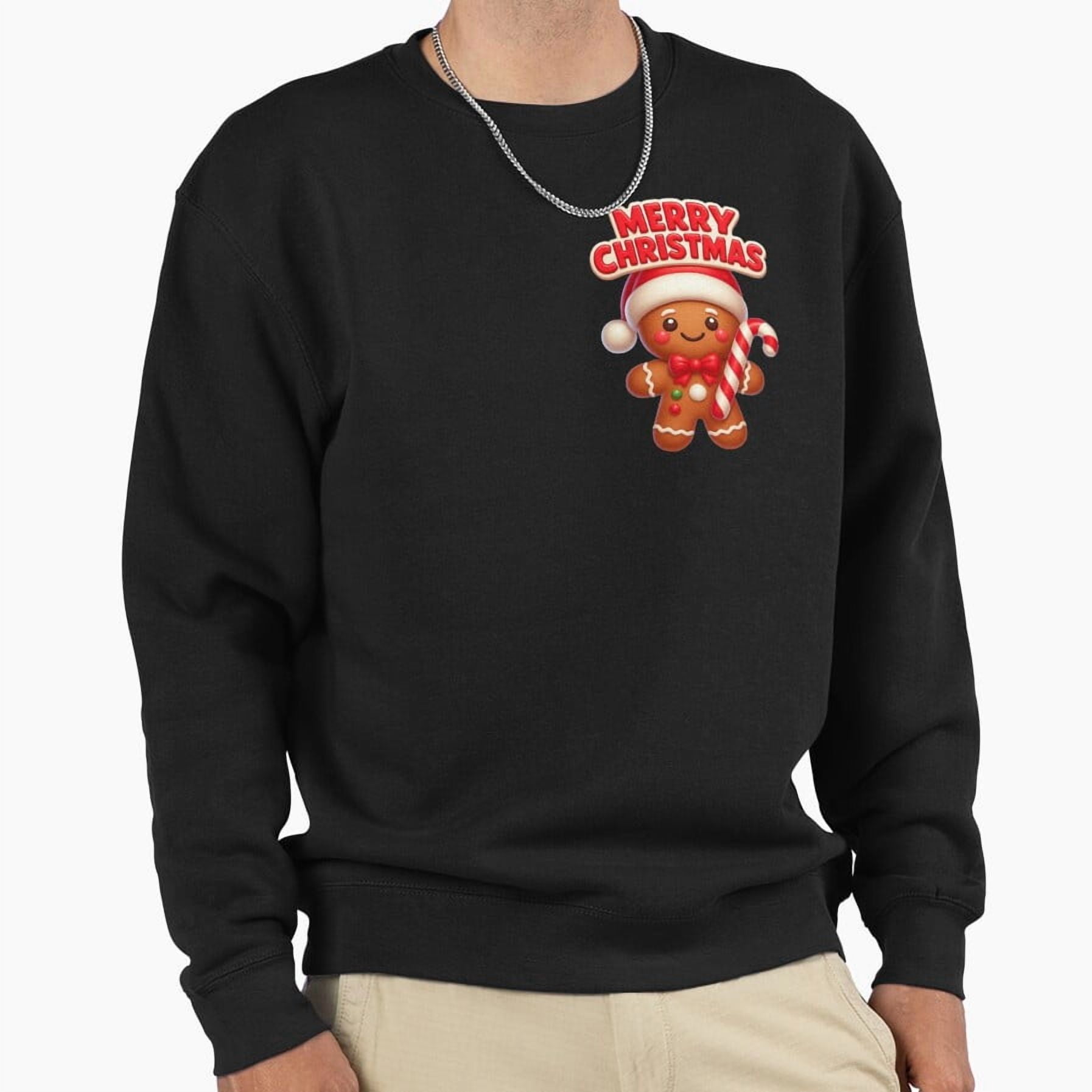 Cute Gingerbread Man With Candy Cane Graphic Unisex Sweatshirt ...