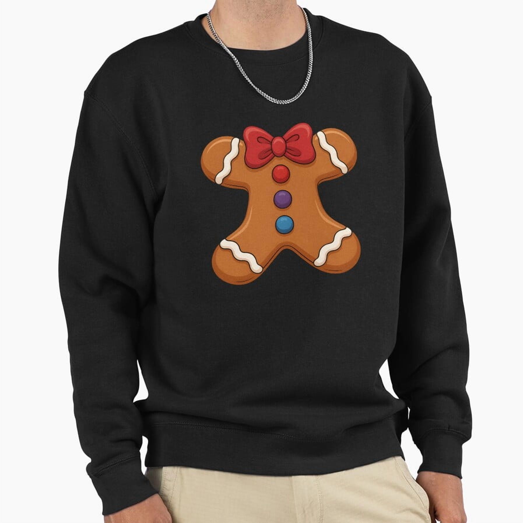 Cute Gingerbread Man With Red Bow Christmas Graphic Unisex Sweatshirt ...