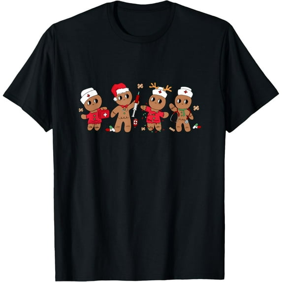 Cute Gingerbread Nurse Christmas Design Medical Humor Mens T-Shirt ...