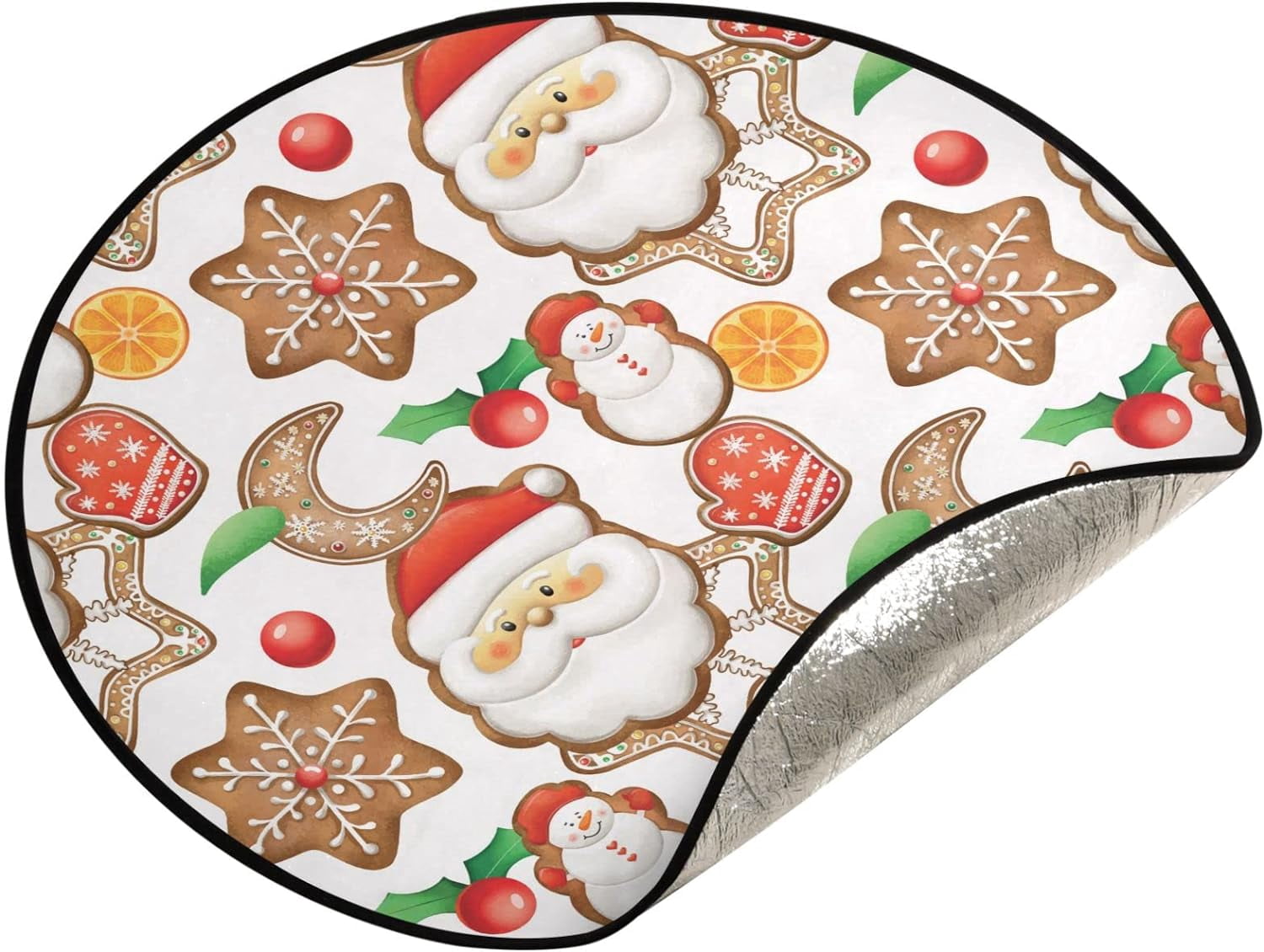Cute Gingerbread Santa Christmas Tree Mats Waterproof Tree Skirt ...