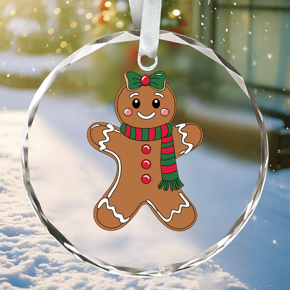 Cute Gingerbread With Bow Costume Ornament, Home Decoration, Crystal ...