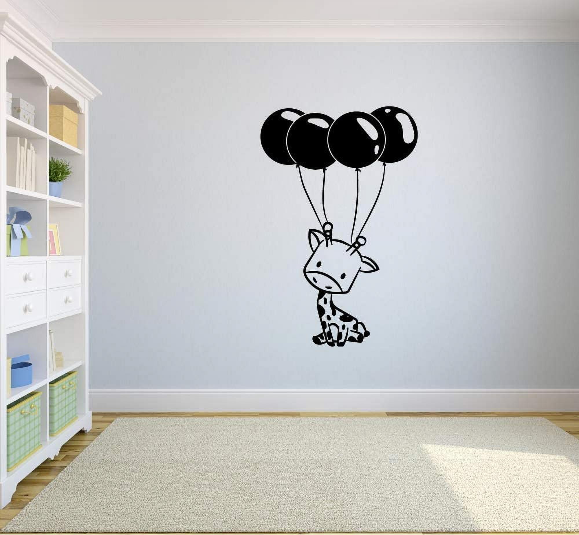 Cute Giraffe Balloons Giraffes Cartoon Animal Wall Sticker Art Decal ...