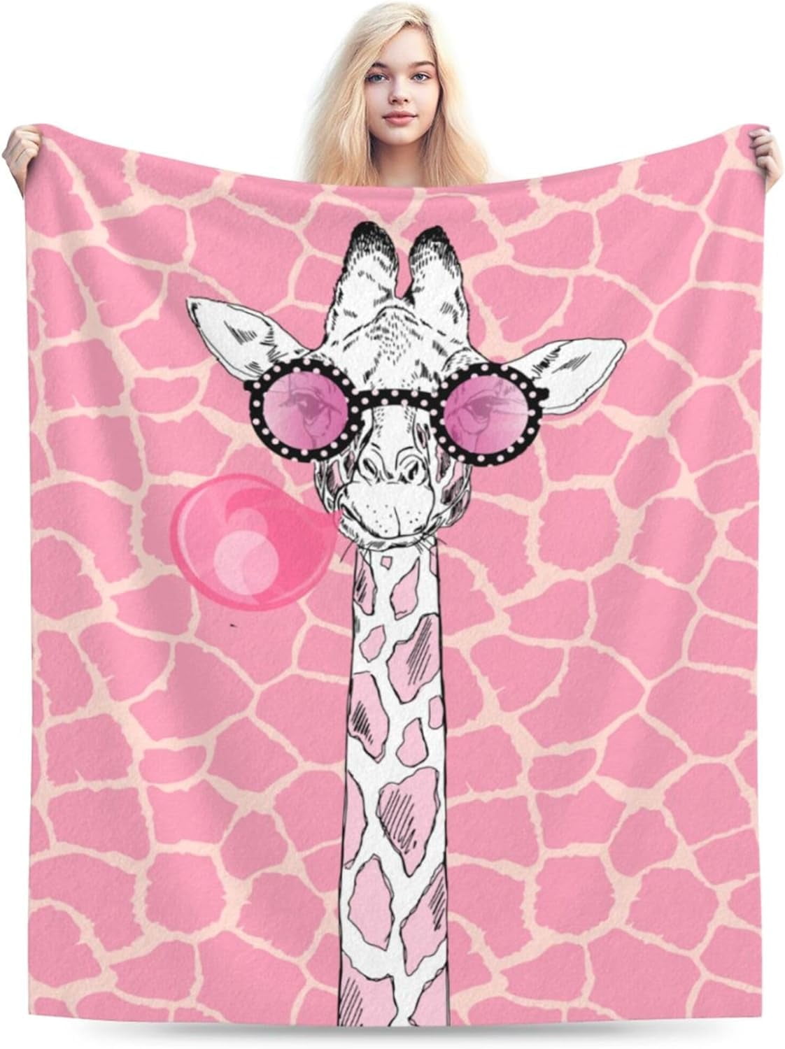 Cute Giraffe Blankets and Pink Throws Fleece Blankets Decorative for ...
