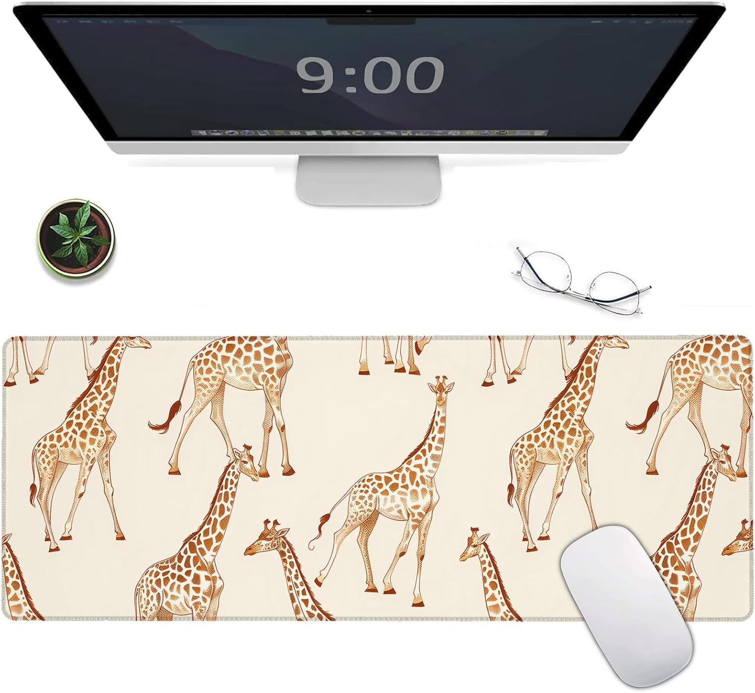 Cute Giraffe Print Large Gaming Mouse Pad,Retro Cartoon Desk Mat,31 ...
