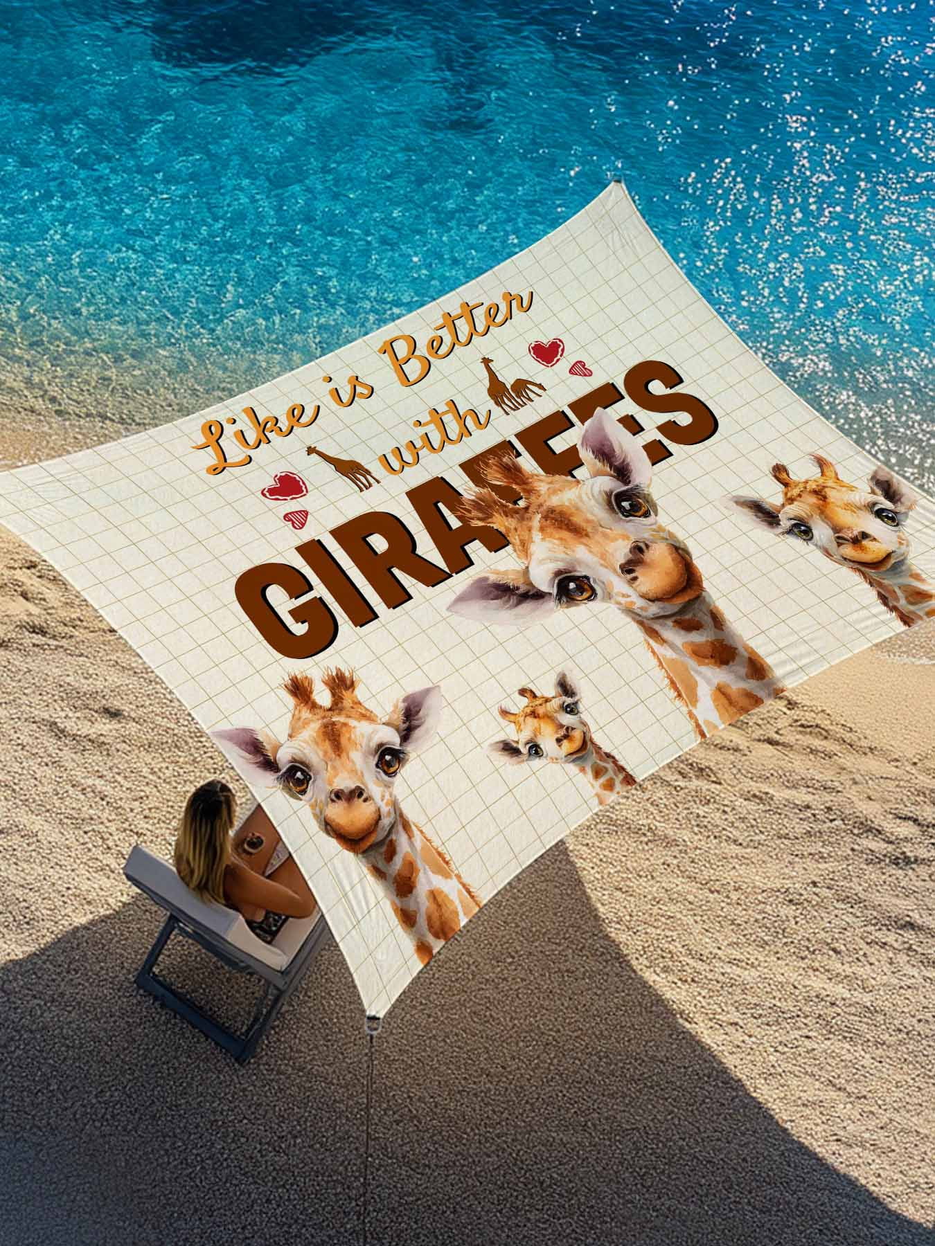 Cute Giraffe Sun Shade Sail 8' x 10', Wildlife Animals Rustic Farmhouse ...