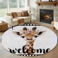 Cute Giraffes 6' Round Rug for Living Room Under Coffee Table, Welcome ...