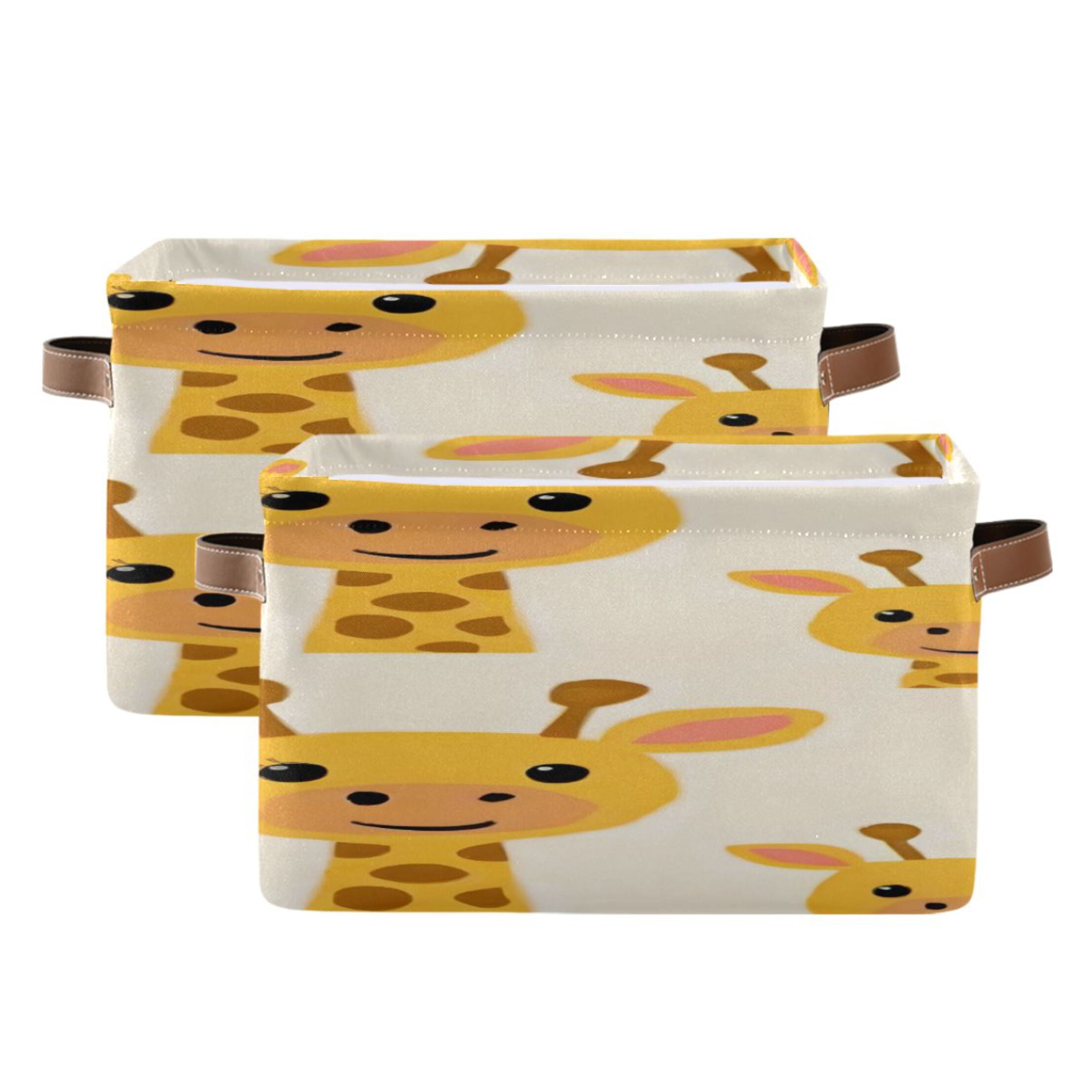 Cute Giraffes Faces Cartoon Square Storage Bins with Handles ...