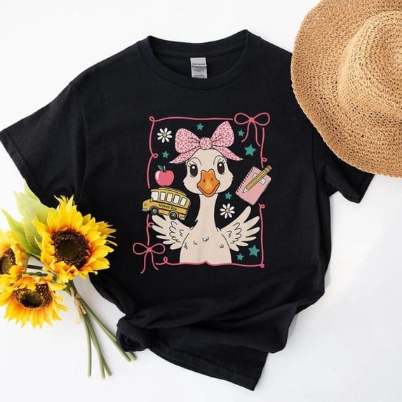 Cute Girl Back To School Goose Shirt, Funny Student First Day Tee ...