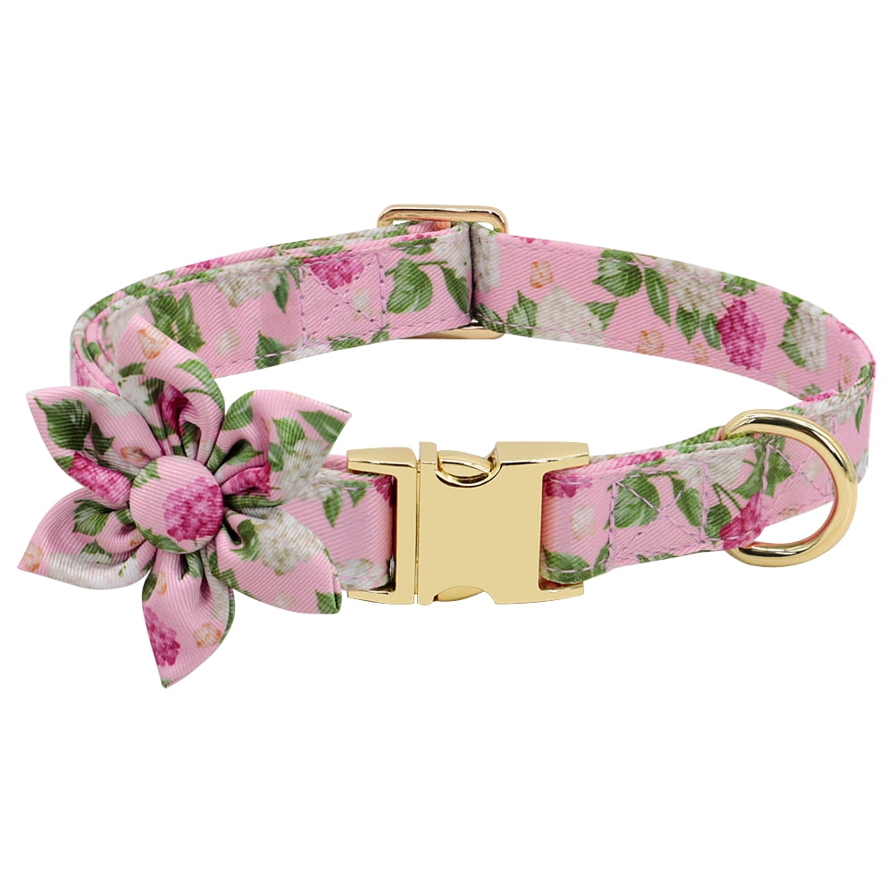 Cute Girl Dog Collars for Small Medium Large Dogs, Floral Pattern ...