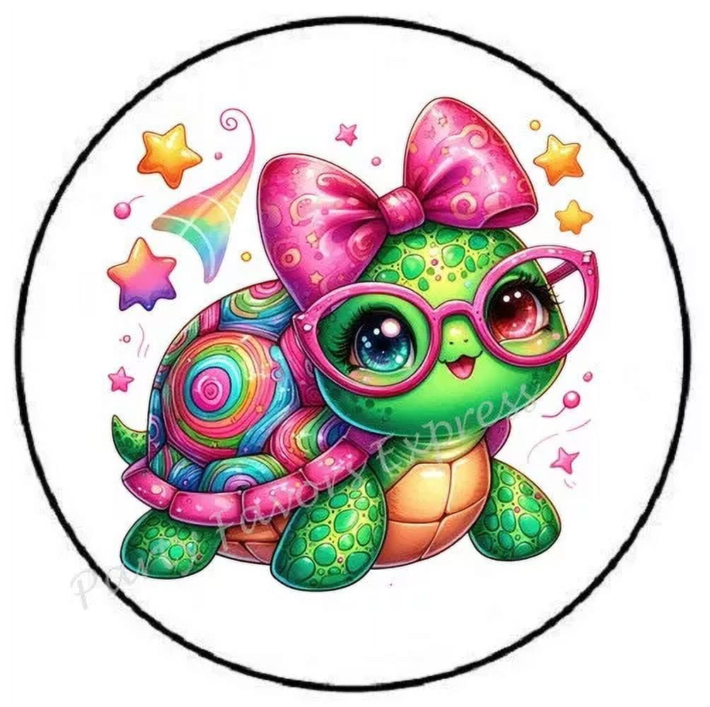Cute Girl Turtle With Pink Bow Sticker Party Favors Sticker Envelope ...