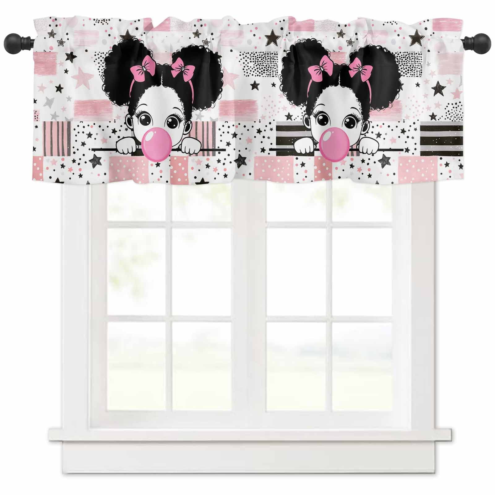 Cute Girl Valances for Windows Farmhouse Kitchen Curtains Valances Rod ...